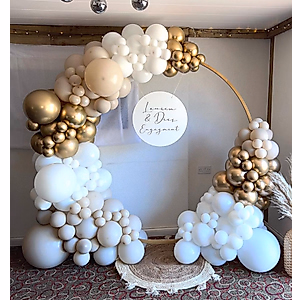 White and Gold Balloon Arch Kit-162PCS Neutral White Sand Balloons for Wedding Christening Baptism Boho Baby Shower Engagement Bridal Shower Birthday Decorations Backdrop