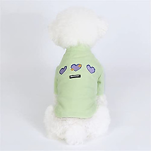 Cute Dog Sweatshirt Heart-Shaped T-Shirt Soft Solid Color Turtleneck Clothes Pet Puppy Pullover Cat Warm Costume (FB1,Green)
