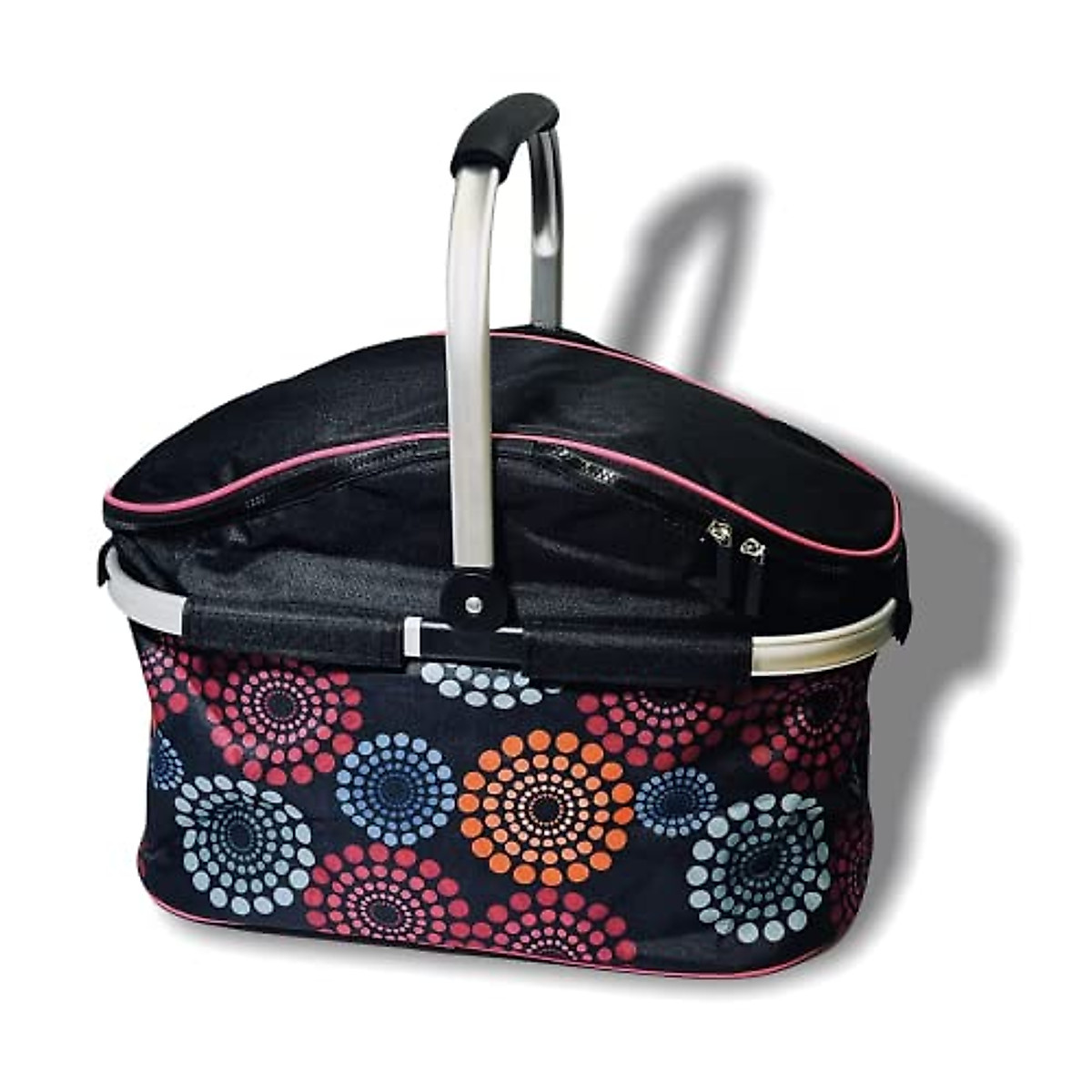 Room for Life - Insulated Market Basket - Bright Lights- Thermal Basket - Cooler - Zippered Tote for Food, Camping, Picnics