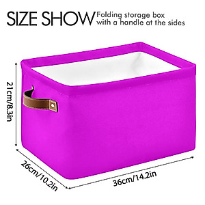 Storage Basket Fuchsia Purple Red Fabric Storage Organizer Box Bin for Shelf Closet Nursery Laundry, Large Collapsible Cube Baskets with Handles 2 Pack