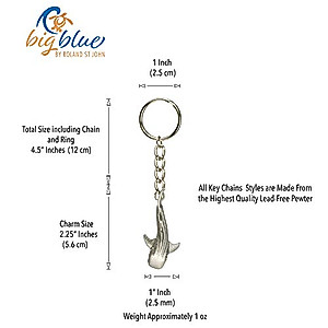 Big Blue by Roland St John Whale Shark Keychain for Men and Women -Whale Shark Keychain Charm, Gifts for Shark Lovers, Realistic Pewter Keyring, Sea Life Key Chain, Scuba Diving Gifts