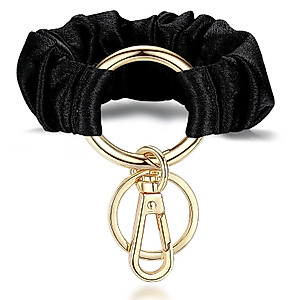 SAM & LORI Wristlet Keychain for Women Bracelet Gift Circle Car key Ring Wrist Holder Strap Mom Mothers Day Wristband Bangle Black Leopard Cheetah Bulk Mama Cow Gold Cute Stretchy Scrunchie Birthday