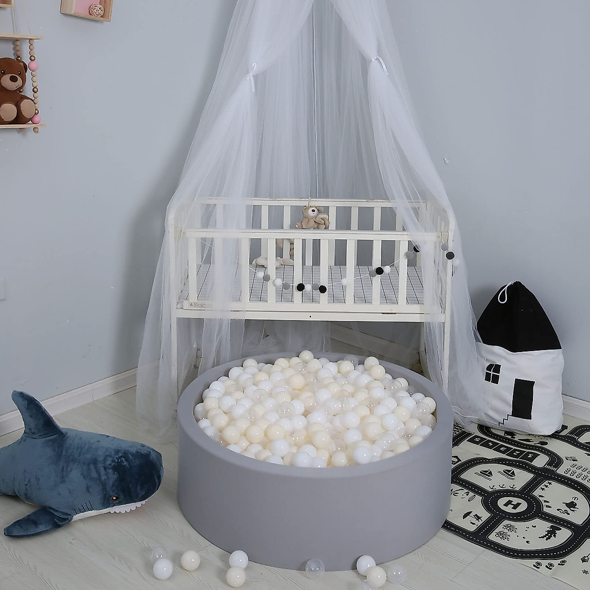 GOGOSO Ball Pit Balls 100 - Soft Plastic Balls for Babies Toddlers Kids Children with Storage Bag for 1 2 3 Years Old, 3 Colors (100 Balls) White Beige Transparent