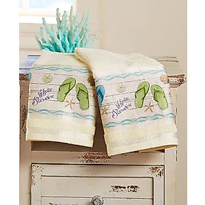 The Lakeside Collection Flip-Flop Hand Towels - Tropical Island Bathroom Décor - Set of 2