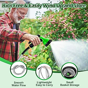 Metal Garden Hose 100 ft - Stainless Steel Water Hose 100ft with 10 Function Nozzle, No Kink, Flexible, Lightweight, Puncture & Rust Proof Metal Garden Hose for Yard, RV, Garden, Outdoor