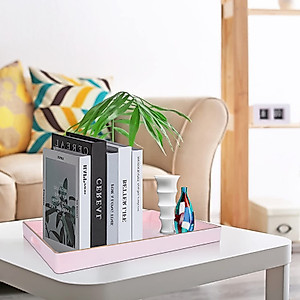 Gifturbo Pink Serving Trays,Decorative Serving Tray with Handles, Coffee Table Tray Rectangular Plastic Tray for Ottoman Bathroom,Living Room, 15.7” x 10.2” x1.37”