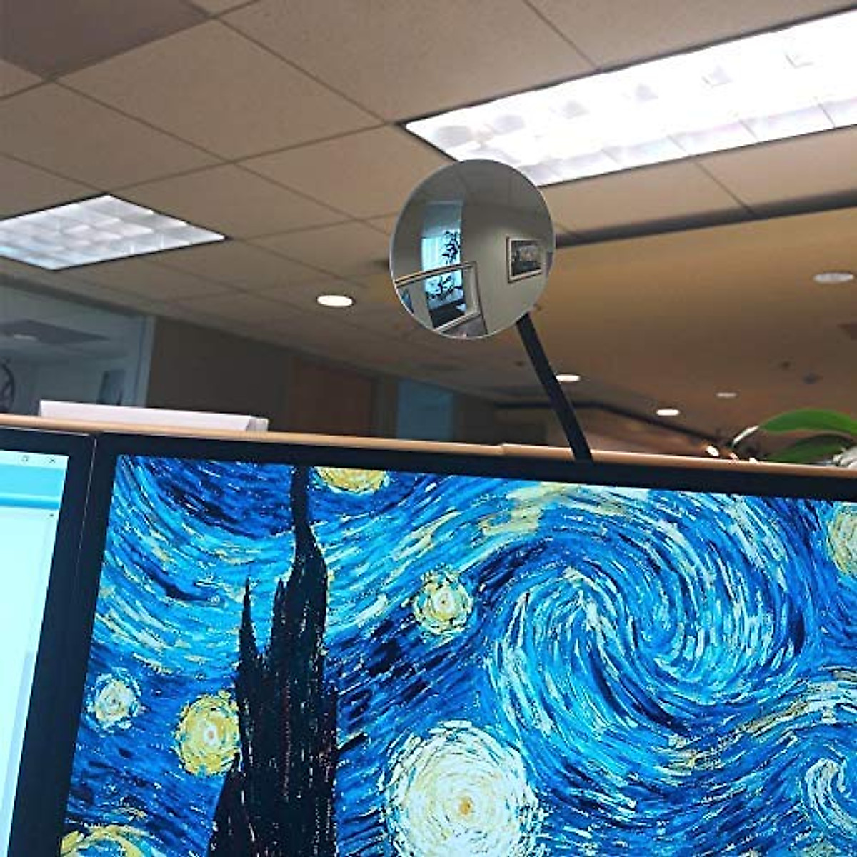Ampper Clip On Security Mirror, Convex Cubicle Mirror for Personal Safety and Security Desk Rear View Monitors or Anywhere (3.35", Round)