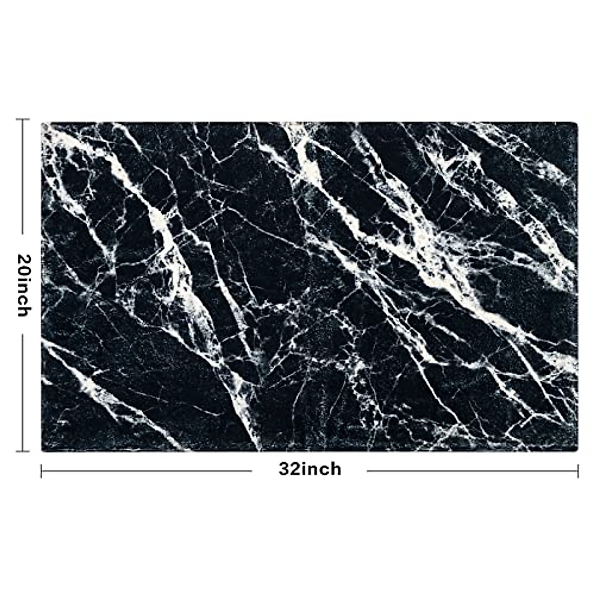 Carvapet Non-Slip Small Area Rug Ultra Soft Super Cozy Velvet Accent Throw Rug Runner Marble Design Modern Home Decor Rugs and Mats for Entryway Kitchen Laundry Bathroom, Black & White, 20"x32"