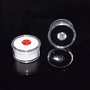 12Pcs Small Loose Diamond Gemstone Display Box Round Jewelry Show Box Case Container Holder with Clear Top Lids and Sponge, White and Black