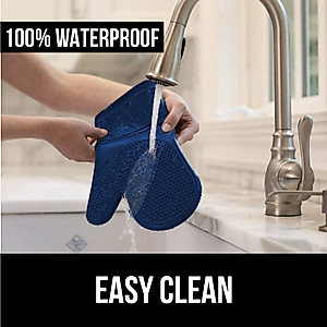 Gorilla Grip Silicone Oven Mitts and Flexible Cutting Boards 4 Pack, Oven Mitts are 12.5 Inch in Blue Color, Flexible Cutting Boards are Multicolor, 2 Item Bundle