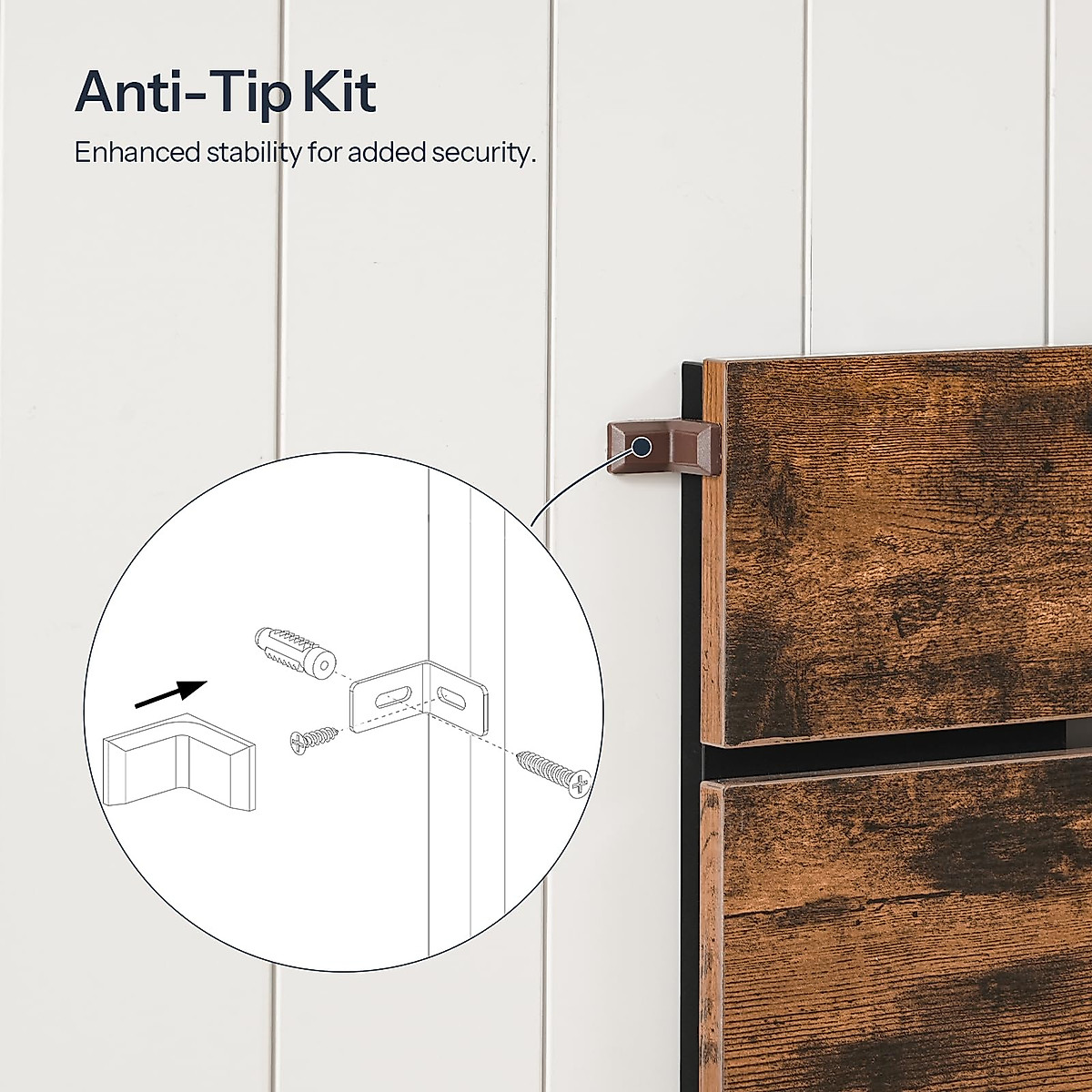 HOOBRO Headboard King Size, Wooden Headboard, Rustic-Styled Headboard, Headboard with Sturdy Support Legs, 3-Height Connection Holes, Minimalist Headboard, for King Beds, Rustic Brown and Black