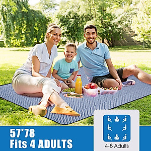 G GOOD GAIN Picnic Outdoor Blankets Waterproof Large - Beach Mat Sand Free Foldable with Carry Strap | Portable Camping Blanket | Park Blanket for Grass Park, Hiking, Travel, Concerts, Indoor (Blue)