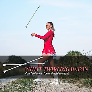 HyDren Twirling Baton Unisex Gymnastics Dance Baton Metal Baton Marching Band Baton Parade Baton Stick for Talent Shows, Artistic Dancing, Baton Twirling(26 Inch,White)