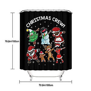 Black Santa Claus Shirt African American Christmas Crew Gift Four-Piece Bathroom Set, Including Square Non-Slip Bath Mat, U-Shaped Mat, Toilet Lid Cover Mat, and A Shower Curtain(4-Piece Set)