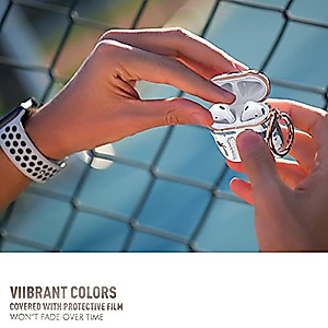 wenew Protective Airpods Case Cover Designed for Apple Airpods 2 & 1, Cute Fadeless Patterns Shockproof Hard Case Cover with Portable Keychain Clip for Girls Kids Women Men