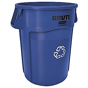 Rubbermaid Commercial FG264307BLUE BRUTE Heavy-Duty Round Recycling Container, 44-gallon, Blue