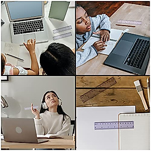 AIEX 40pcs 6inch Inch Ruler, Small Transparent Ruler Plastic Mini Rulers Bulk with Inches Centimeters for Kids Students Schools Office Supplies (Transparent)