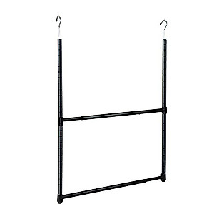 Oceanstar 2-Tier Portable Adjustable Closet Hanger Rod, 23 in, Black