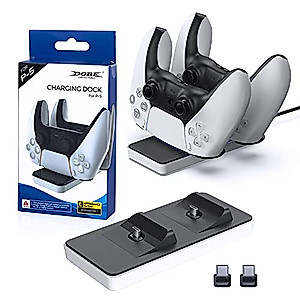 Davitu Electronics Video Games Replacement Parts - DOBE PS5 Dual Charging Dock for Sony Playstation 5 Wireless Controller Port Joystick Gamepad Fast Charger Stand Charging Base - (TP5-0505)
