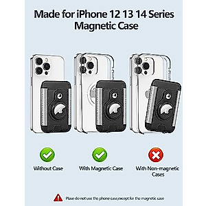 MagSafe Wallet with AirTag Holder, Magnetic Wallet Card Holder for Magsafe, Magnetic Wallet for iPhone 14 Pro Max/14 Pro/14/14 Plus/13 Pro Max/13 Pro/13/13 Mini/ 12 Series（Black）