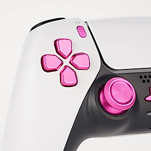 Avericht Metal ABXY buttons Dpad Thumbsticks for PS5 Controller, Metal Aluminum Bullet Buttons & Dpad & Analog stick Replacement Kit for PS5 Controller (Pink)