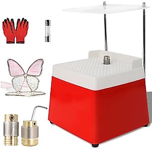 Podoy Stained Grinders Glass, Mini Power Industrial Glass Ceramics Grinding Tool with 5/8" + 1" Diamond Grinder Bit + Acrylic Bezel (110 V, Red)