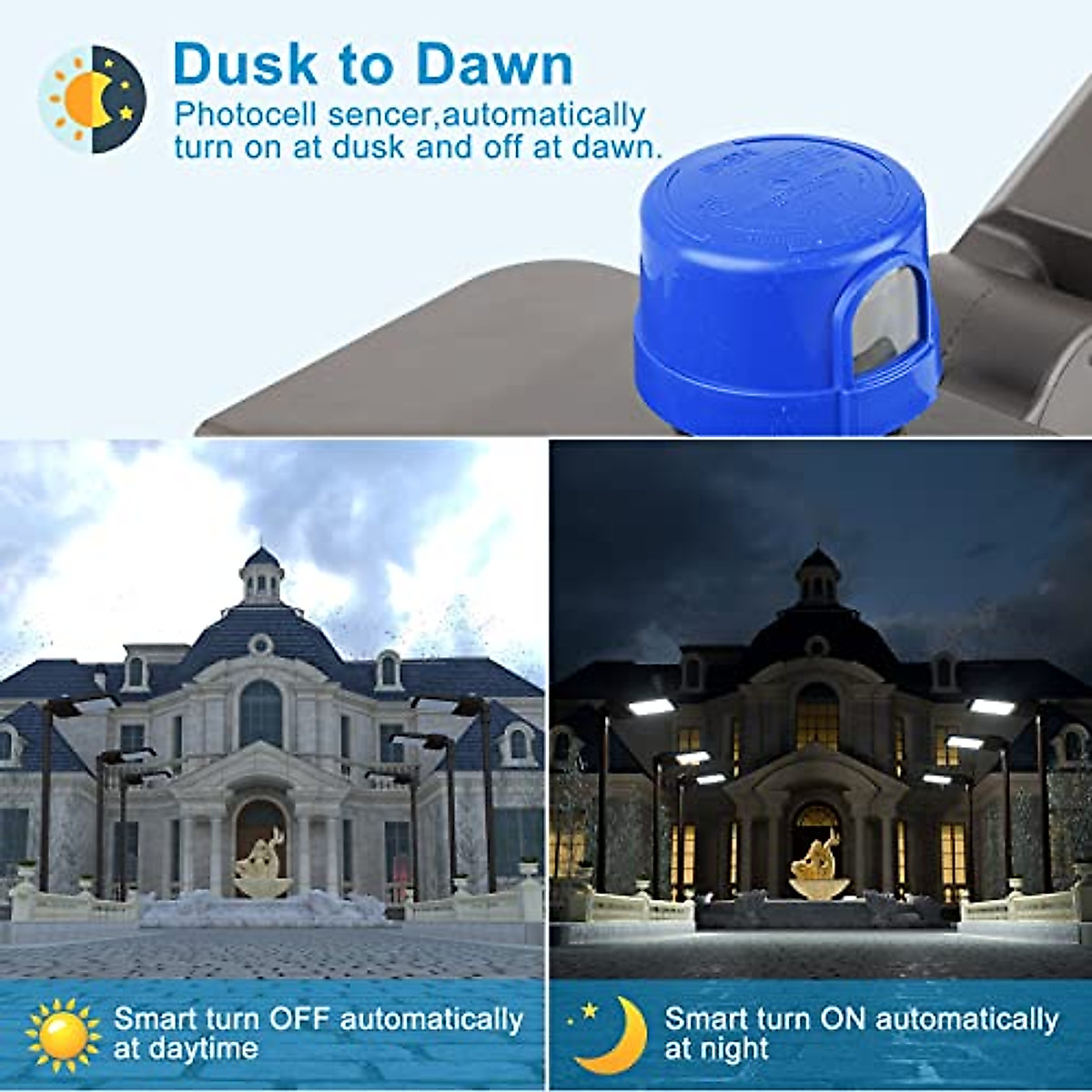 150W Parking Lot Lights 21000Lm (Eqv 600W HM/HPS) Daylight LED Parking Lot Lights with Photocell, ETL LED Pole Light IP65 Waterproof with SlipFitter Mount Energy Saving 1100KW*2/Y(5Hrs/Day)-2Pack