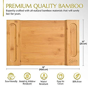 Signature Living Large Bamboo Cheese Board Charcuterie Board (16" x 10" x 1.2") Beautiful Serving Platter for Cheese, Crackers, Meat, Fruit - Durable Wooden Charcuterie Serving Board