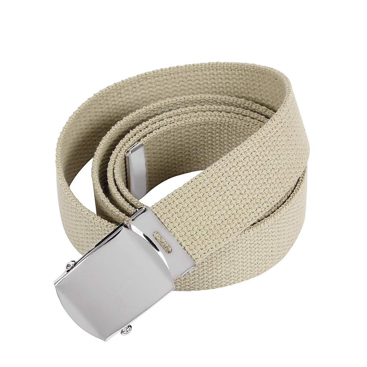 Rothco Plus Military Web Belts, Khaki-Chrome, 54"