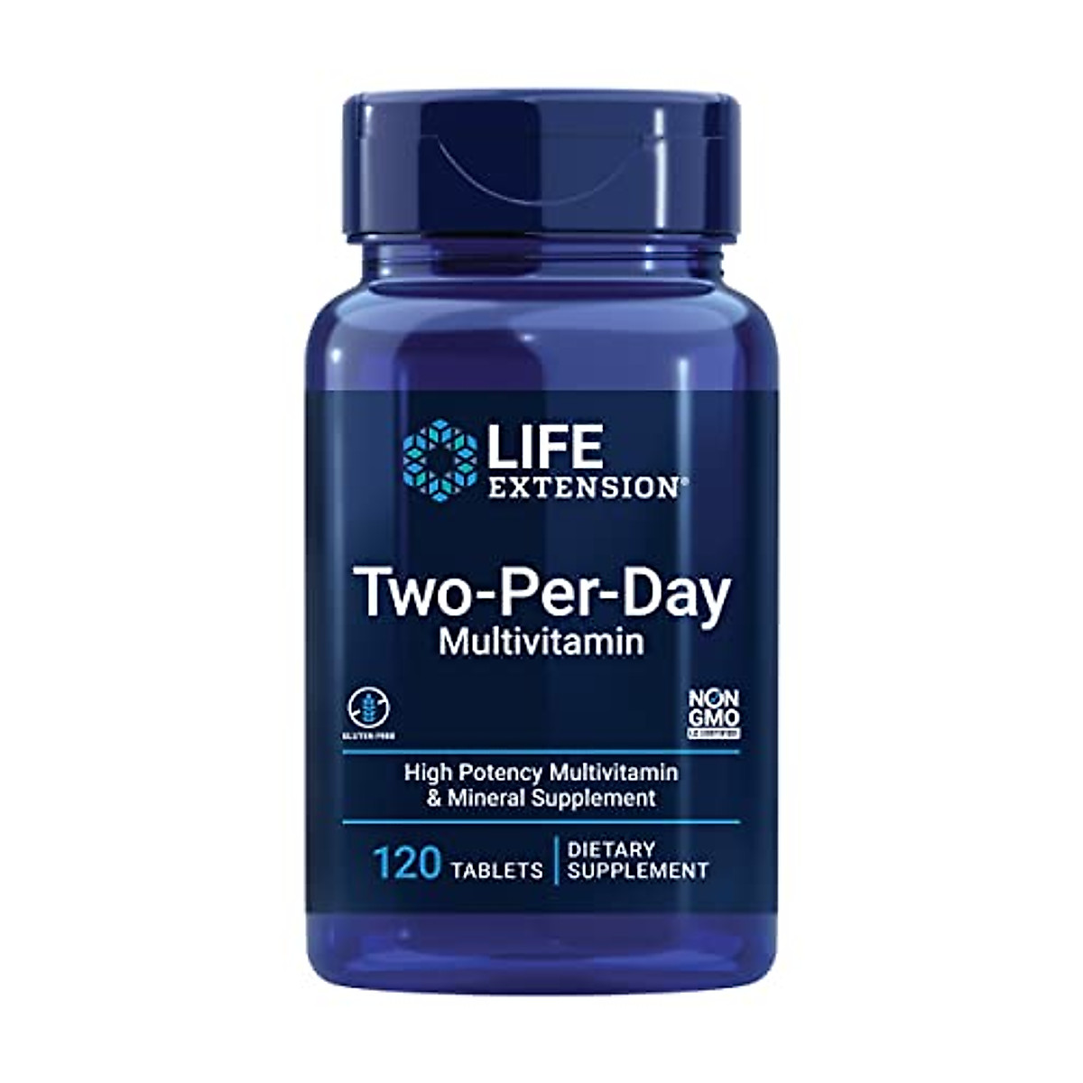 Life Extension Two-Per-Day High Potency Multi-Vitamin & Mineral Supplement - Vitamins, Minerals, Plant Extracts, Quercetin, 5-MTHF Folate & More - Gluten-Free - Non-GMO - 120 Tablets