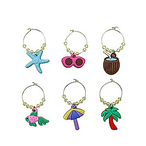 SANHE Wine Glass Charms Tags, Wine Drinker Gift set of 12, Champagne Cocktail Drink Markers (red)