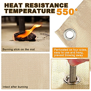 Washranp Fire Mat Glass Fiber Heat Insulation Grass Protection Reusable Easy to Carry Fireproof Blanket Fire Pit Mat for Outdoor Barbecue Camping 50 * 50cm