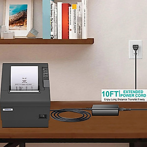 HKY 24v (3-pin) Ac Dc Adapter Compatible with Epson POS Thermal POS ReadyPrint Thermal Receipt Printer (C31CD52062) Replacement Switching Power Supply Cord Charger