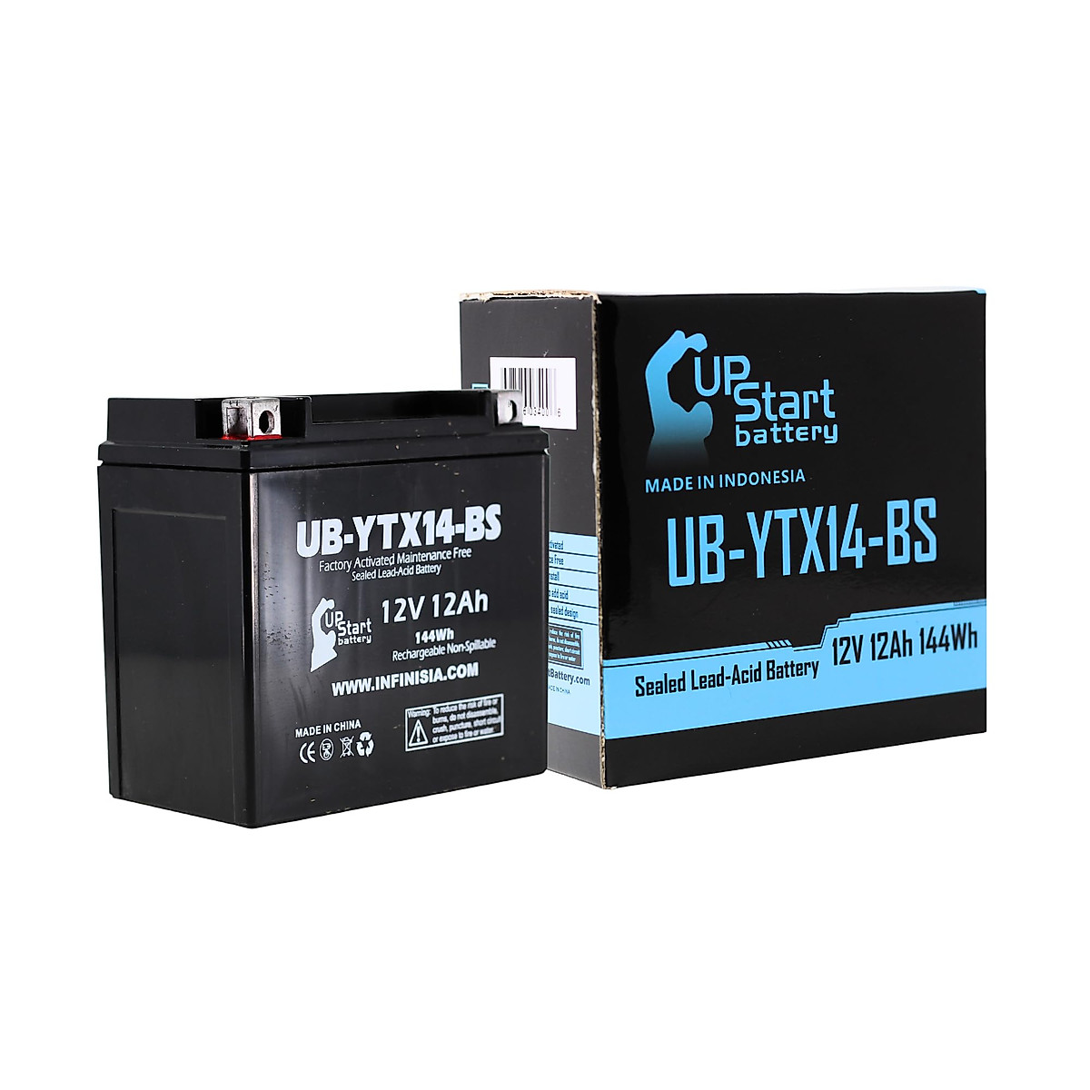 Replacement for 1999 Honda GL1500 Valkyrie 1500 CC Factory Activated, Maintenance Free, Motorcycle Battery - 12V, 12AH, UB-YTX14-BS