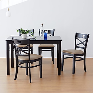 Livinia Cabin 45.3" Wooden Dining Table/Small Rectangular Modern Farmhouse Solid Wood Kitchen Table Desk (Black)