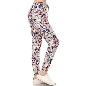 Leggings Depot Women's Relaxed fit Jogger Pants - Track Cuff Sweatpants with Pockets-R662, X-Large, Cherish Rose