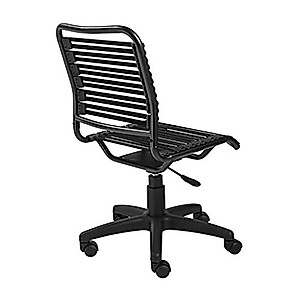 HomeRoots Metal Black Flat Bungie Cord Low Back Rolling Office Chair