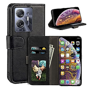 MILEGAO Case for Infinix Hot 30 5G, Magnetic PU Leather Wallet-Style Business Phone Case,Fashion Flip Case with Card Slot and Kickstand for Infinix Hot 30 5G 6.78 inches-Black