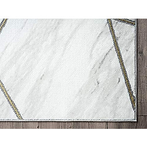 Abani Luna LUN150A Contemporary Marble Gold Lines Area Rug 5'3"x7'6"