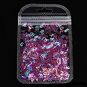 5 Color Holographic Chunky Glitter Flakes English Letter Shapes Glitter Sequins Confetti Nails Art Resin Craft