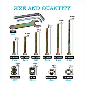 123PCS M6 Kit Crib Screws Baby Bed Screws Hardware Replacement Kit, Hex Socket Head Cap Screws Nuts for Furniture Beds Crib by SG TZH