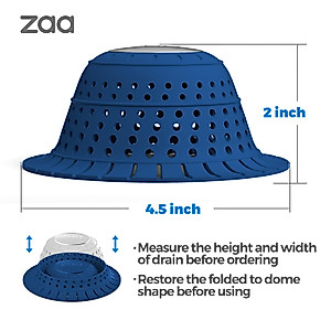 Upgraded 3in1 Kitchen Sink Drain Strainer & Sink Stopper, Bathtub Drain Hair Catcher, Silicone Collapsible 1 Pack Drain Protector