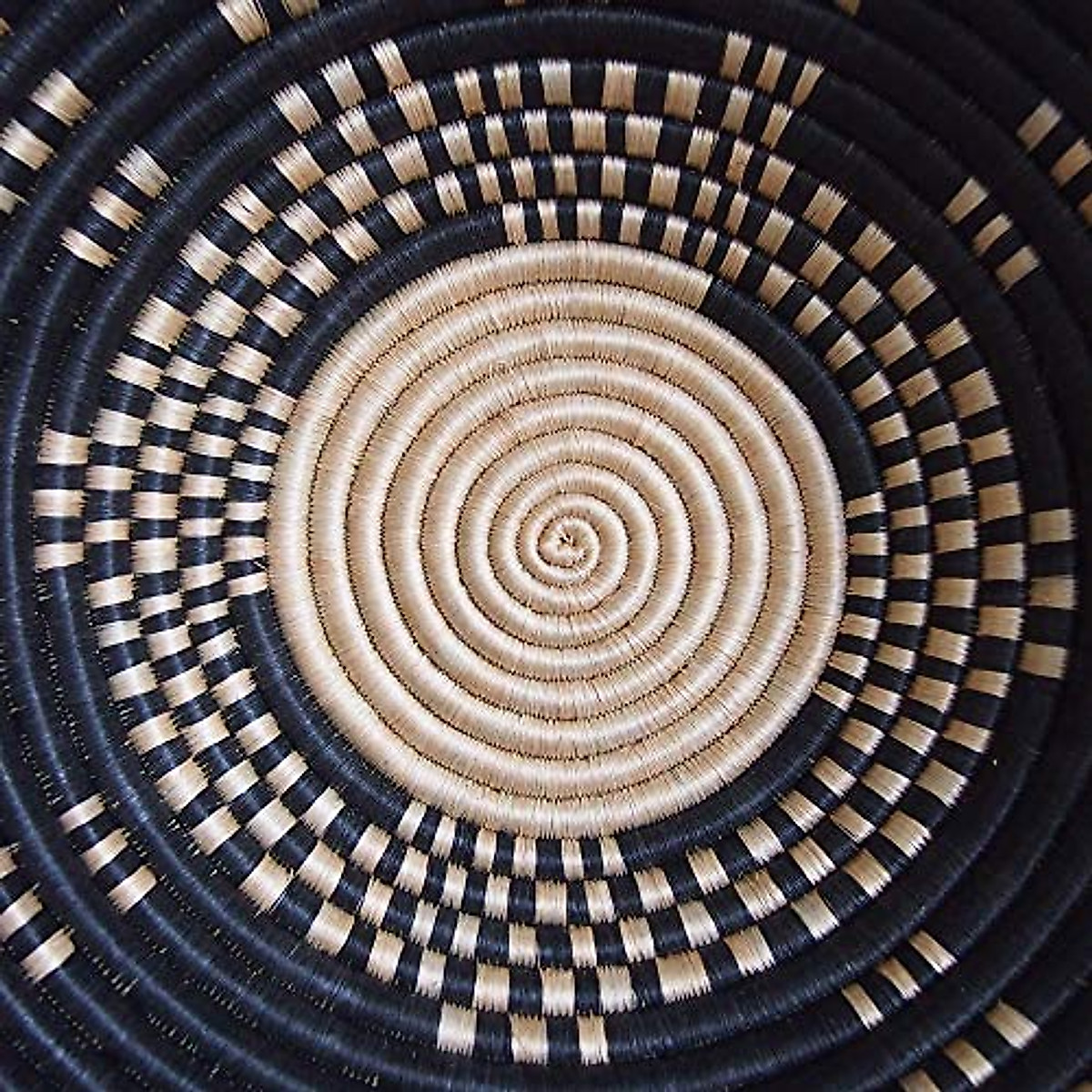 African Basket- Mukingi/Rwanda Basket/Woven Bowl/Sisal & Sweetgrass Basket/Black, Tan