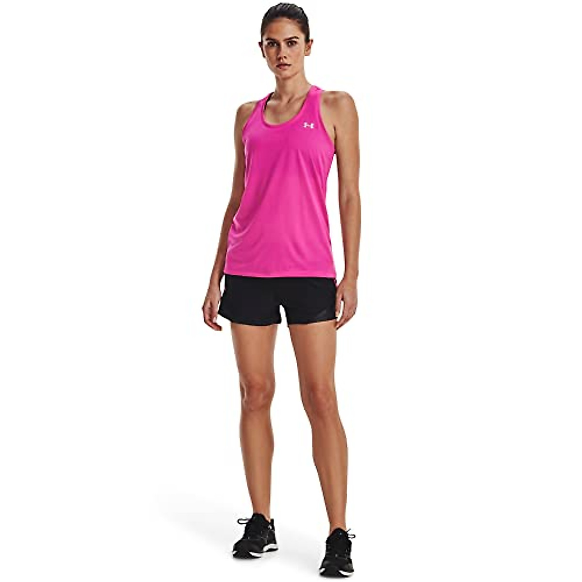 Under Armour Women's Tech Solid Tank Top, (652) Rebel Pink / / Metallic Silver, Large