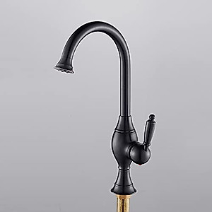 Kitchen Faucet Single Handle 360° Rotation Kitchen Sink Faucet Deck Mounted Hot and Cold Water Kitchen Faucets Brass Black Commercial Kitchen Sink Taps Heavy Duty