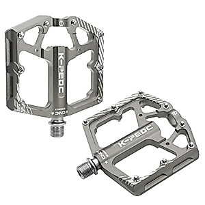 K PEDC Bike Pedal Aluminum Alloy 9/16" Bike Pedal MTB Wide Platform Flat Non-Slip Bicycle Pedals with 3 Bearings for Mountain Bikes, Road, BMX (TI 3bearings)