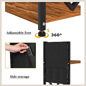 Small Side Table Narrow End Table, Nightstand Tall Side Tables for Small Spaces, 3 Tier Storage Shelves Couch End Tables for Living Room, Bedroom Office Bathroom, Easy Assembly Rustic Brown and Black