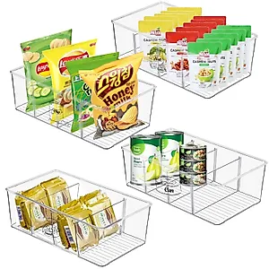 4 Snack Organizer,Pantry Organization and Storage Bins,Kitchen Fridge Cabinet Organizers,Refrigerator Soda Can Organizadores de Cocina,Home Food Plastic Containers,Clear Container,Acrylic Organizing