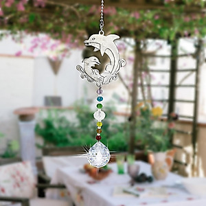 Persofine Window Hanging Suncatcher with Crystal, dolphin Crystal Sun Catcher Hanging Rainbow Maker Ornament for garden corridors and Home Decoration (dolphin)