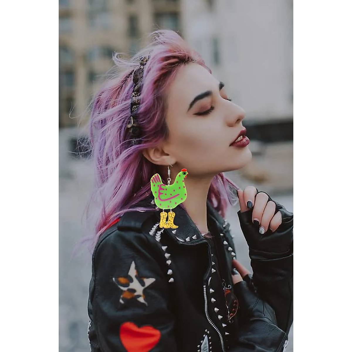 Acrylic Boot Chicken Earrings,Colorful Funny Boots Chicken Dangle Drop Earrings,Cock Dangle Hen Chicken Earrings For Women Farm Design Jewerly Gift (yellow)